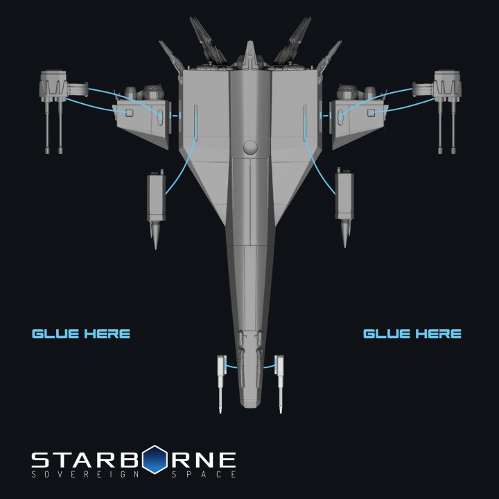 3D Printable Corvette Light Assault Ship from Starborne by glar