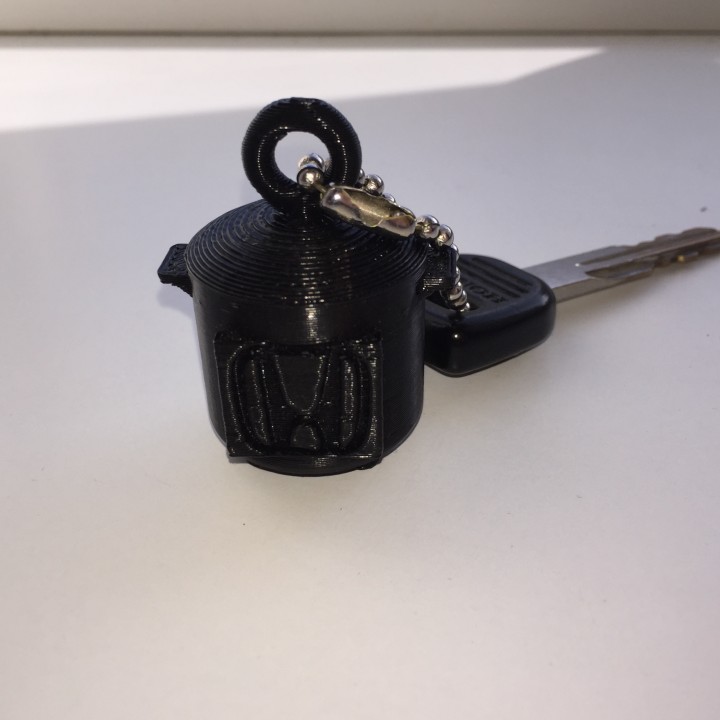 3D Printable rice cooker key charm with honda logo by Gustav Thaarslund