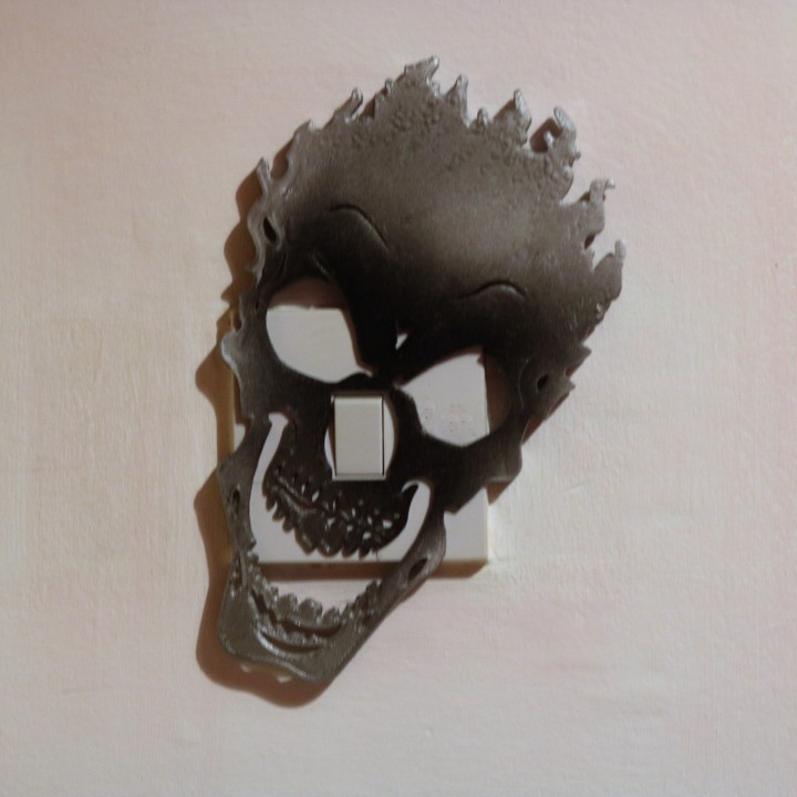 3D Printable fire skull Light switch cover by B Murphy