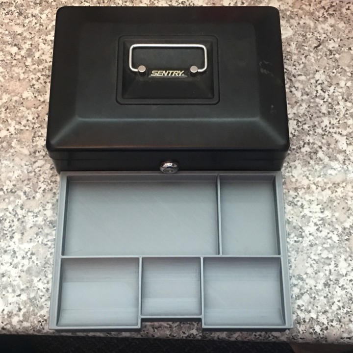 3D Printable Sentry Cash Box Tray by Pierre Gagne