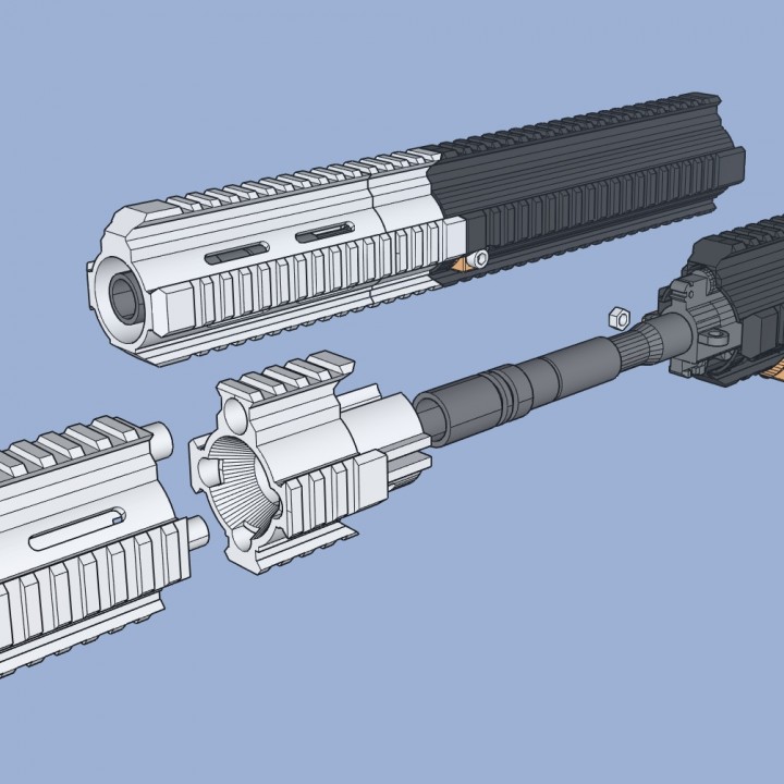 3D Printable Airsoft 416 Front Handguard Extension by Robert Kennion