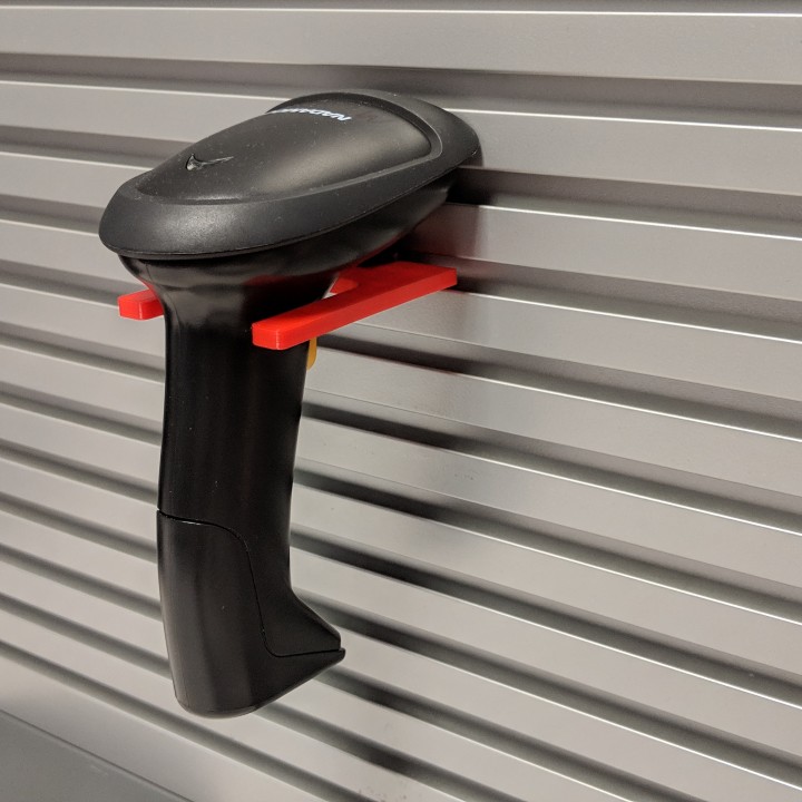3D Printable Barcode Scanner Gun Holder for Slot Wall by Matt McQueen