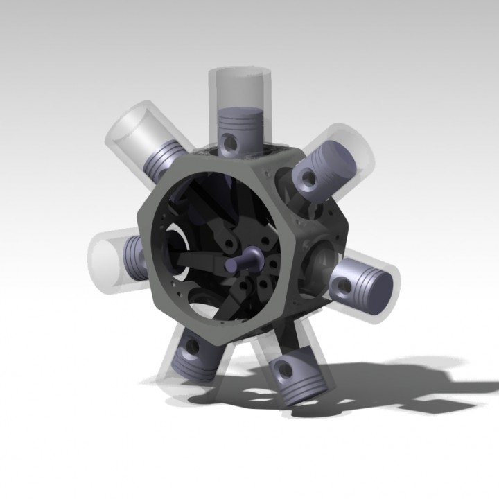 3D Printable Star Radial Engine by Adrian Fernandez