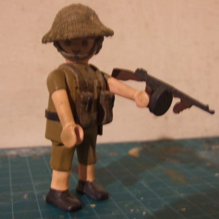 3D Printable Playmobil Compatible Tommy Gun UK by William Rooney