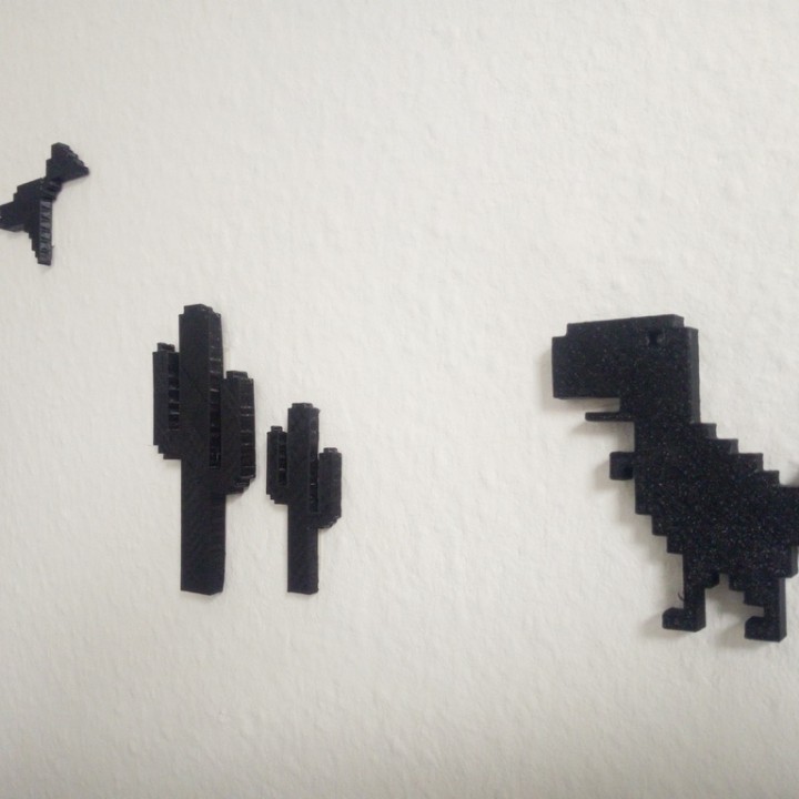 3D Printable T-Rex google chrome pixel art by Plamen