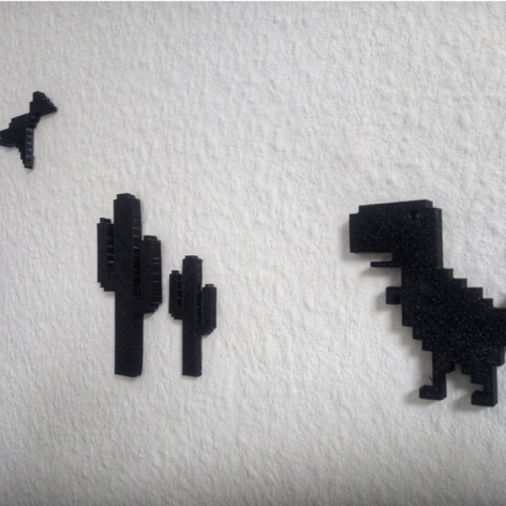 3D Printable T-Rex google chrome pixel art by Plamen