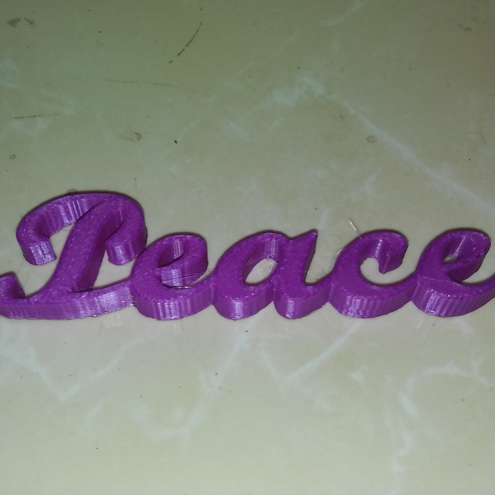 3D Printable Peace Script Ornament by IEC 3D Design Works