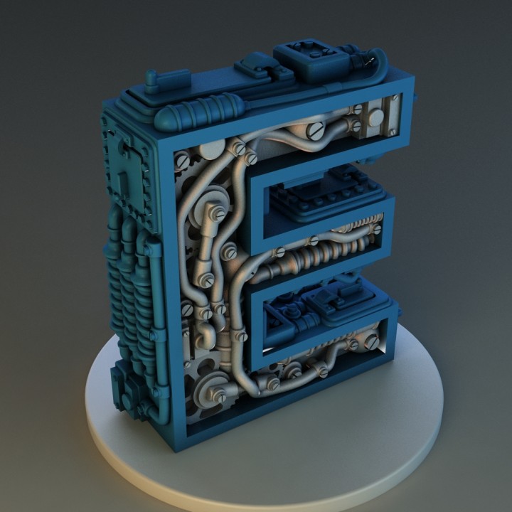 3D Printable steampunk letter E by Alphonse Marcel