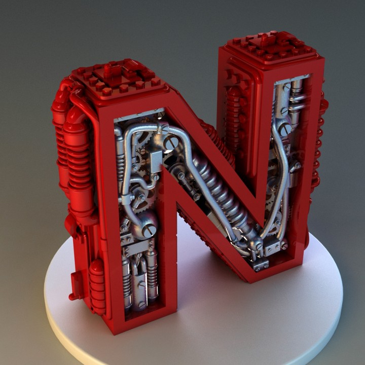 3D Printable Steampunk letter N by Alphonse Marcel