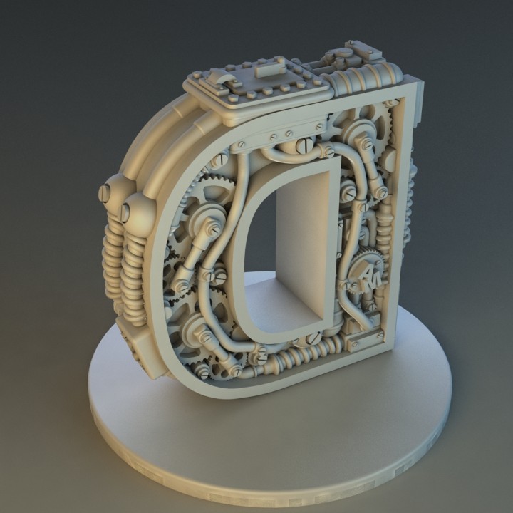 3D Printable Steampunk letter D by Alphonse Marcel