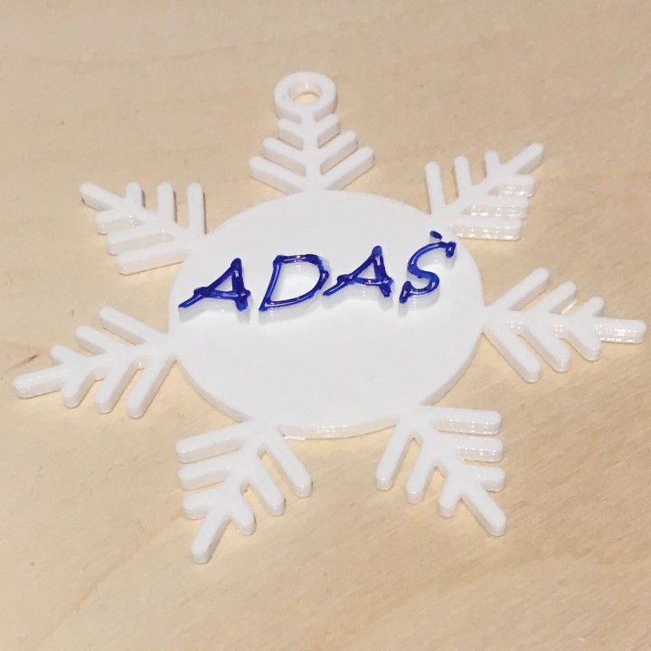 3D Printable Snowflake ornament with name by M D