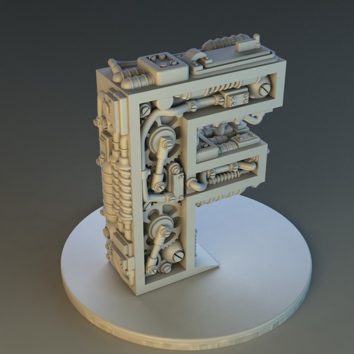 3D Printable Steampunk letter F by Alphonse Marcel