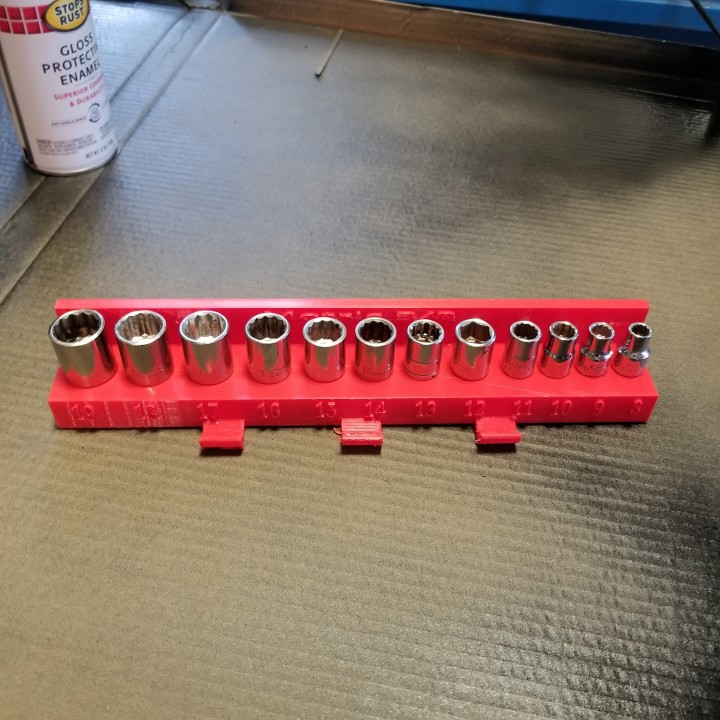 3D Printable Socket Organizer Holder 3/8 Metric by chris montana