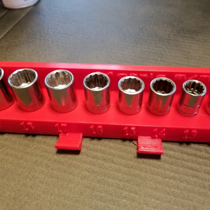3D Printable Socket Organizer Holder 3/8 Metric by chris montana