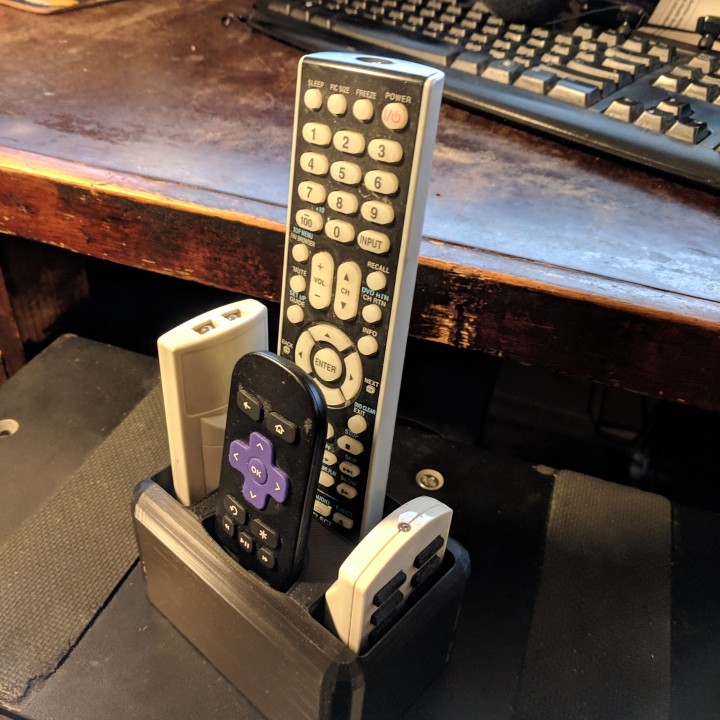 3D Printable Remote Control Holder (Roku, TV, cable box, etc) by Carlos ...