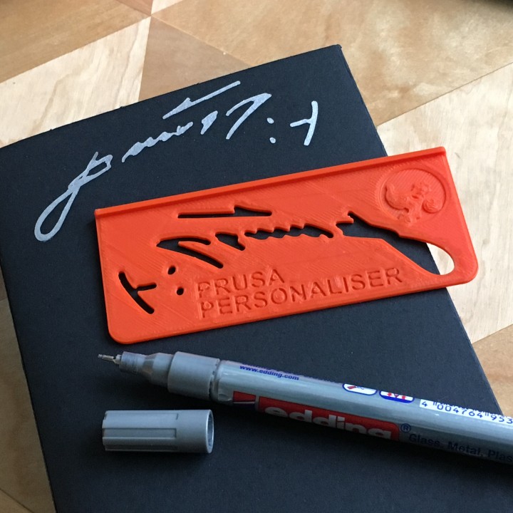 3D Printable Prusa Personaliser - Josef Prusa Signature Jig by Baschz Leeft