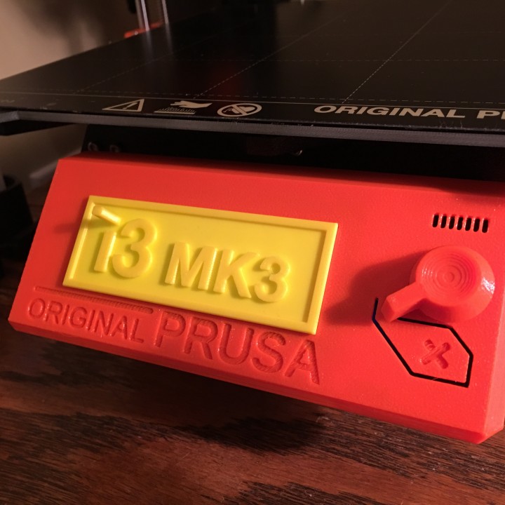 3D Printable Prusa i3 MK3 LCD Logo Cover Plate by B