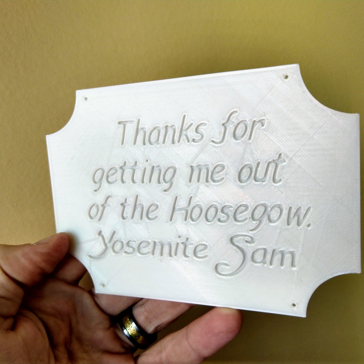 3D Printable Toon Gun Plaque by Dr. T