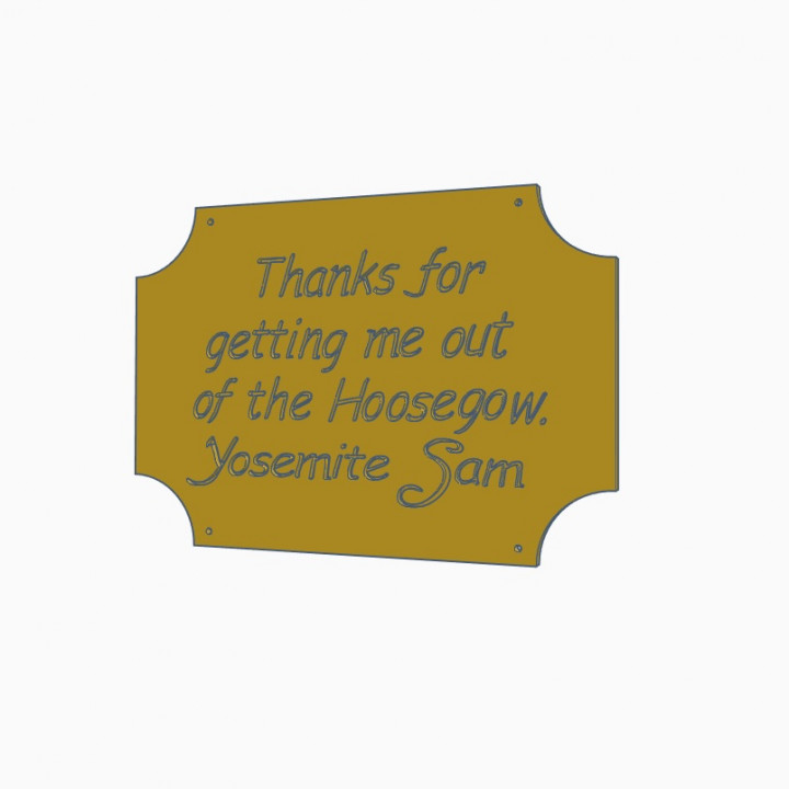 3D Printable Toon Gun Plaque by Dr. T