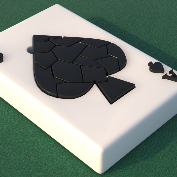 3D Printable Poker Ace of spades card Puzzle by leandros priego