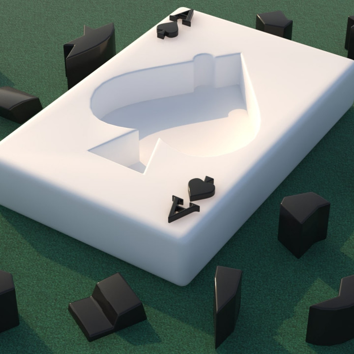 3D Printable Poker Ace of spades card Puzzle by leandros priego
