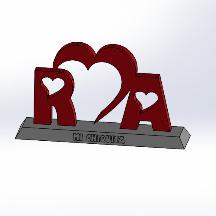 3D Printable Love and Friendship - Initials with base by Daniel D. Guevara
