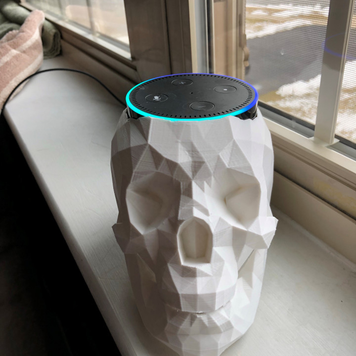 3D Printable Echo Dot Skull Holder with sound escape by Jered Gordner