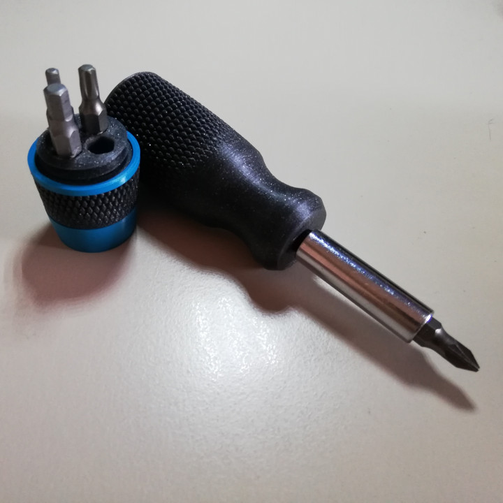 3D Printable Bits Screwdriver with rotating cap and storage (v2) by ...