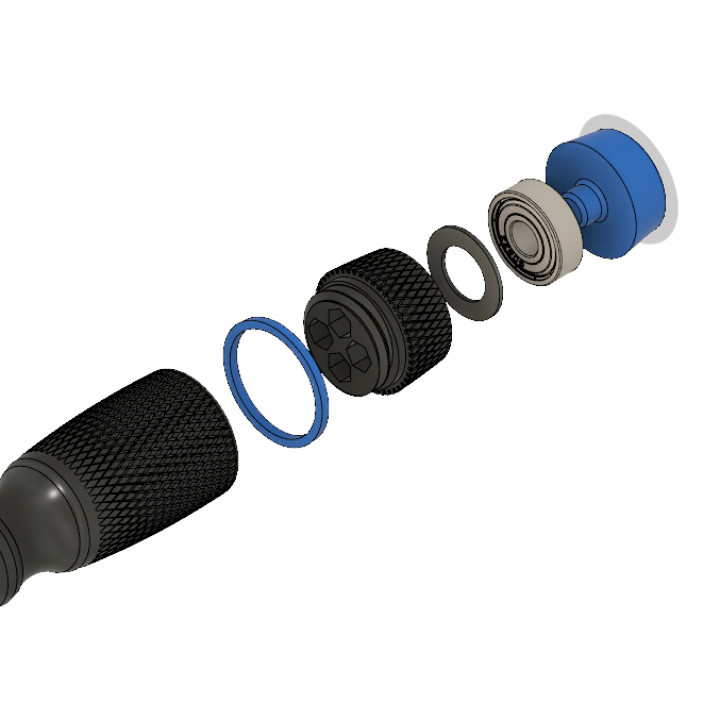 3D Printable Bits Screwdriver with rotating cap and storage (v2) by ...