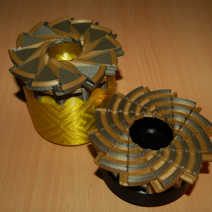 3D Printable 12 Leaf Aperture Iris Box by Brien Allison