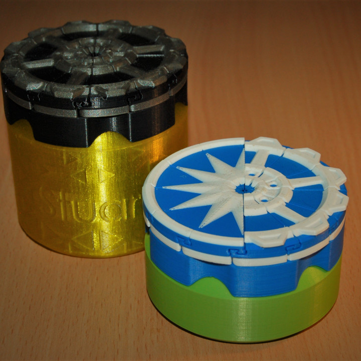 3D Printable Gear Lid - 12 Leaf Aperture Iris Box by Brien Allison