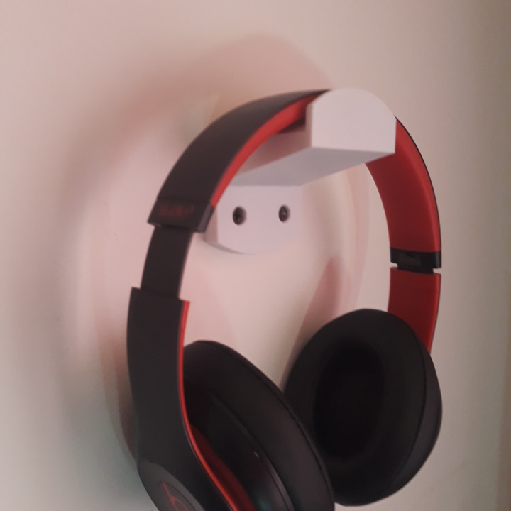 3D Printable Wall mount headphone holder by B Murphy