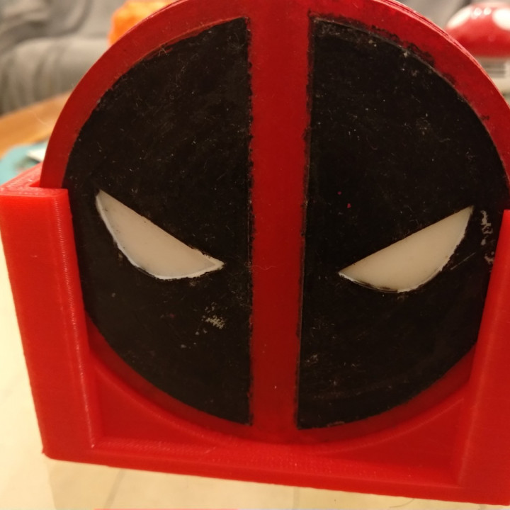 3D Printable Deadpool Coaster + Holder by Omri Gazit