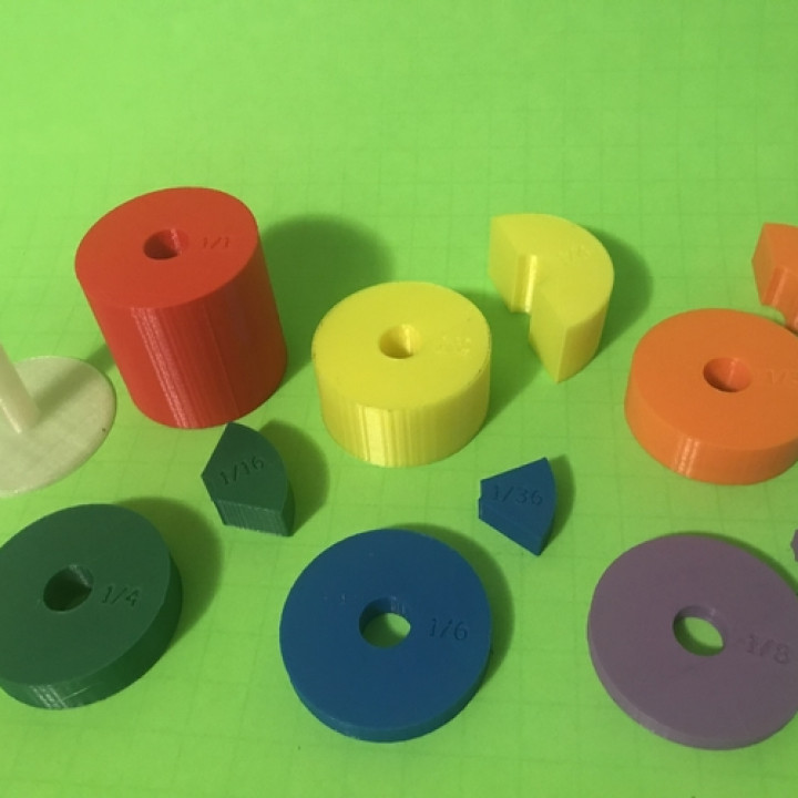 3D Printable Visualizing Fractions Lesson Plan by actual size