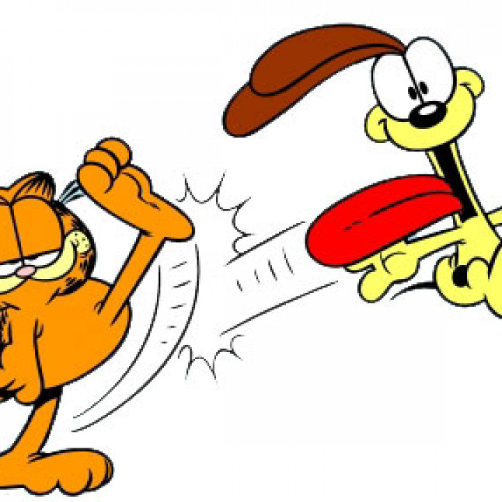 3D Printable Garfield kicks odie by Peter Schuijt