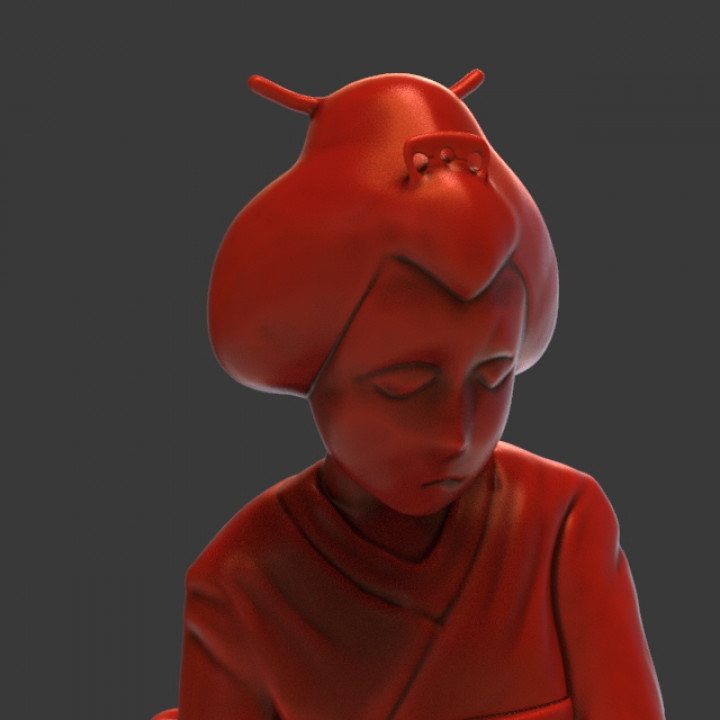 3D Printable Sad Geisha 3D Sculpture by Pablo Garcia