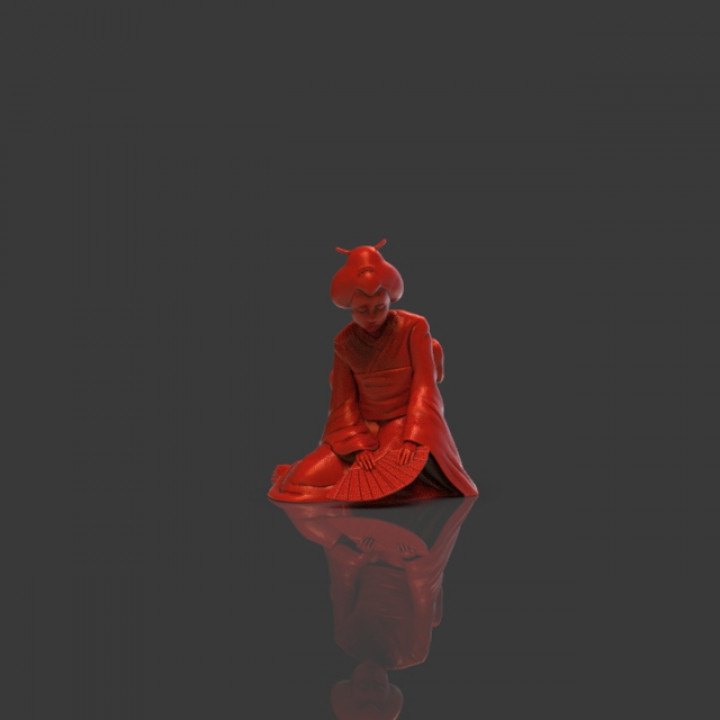 3D Printable Sad Geisha 3D Sculpture by Pablo Garcia