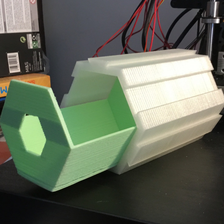 3D Printable Hexagon Interlocking Storage Draws by Charlie Marsh