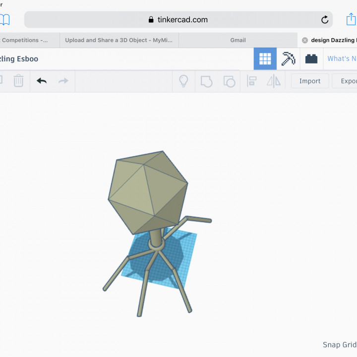 3D Printable Bacteria phage model by Dhruv nair
