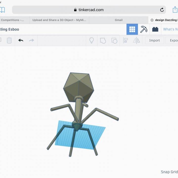 3D Printable Bacteria phage model by Dhruv nair