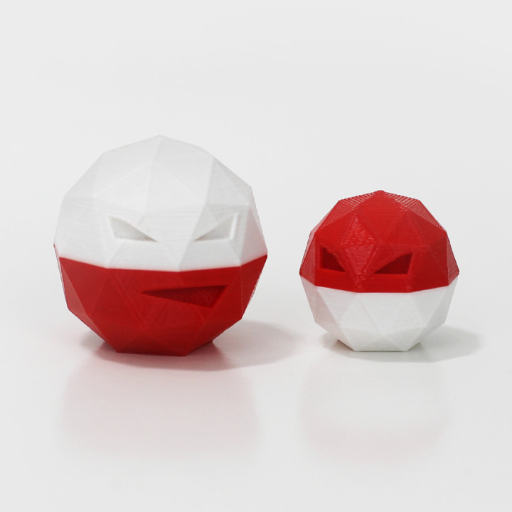 3D Printable Low-Poly Voltorb and Electrode by Zemba Craftworks