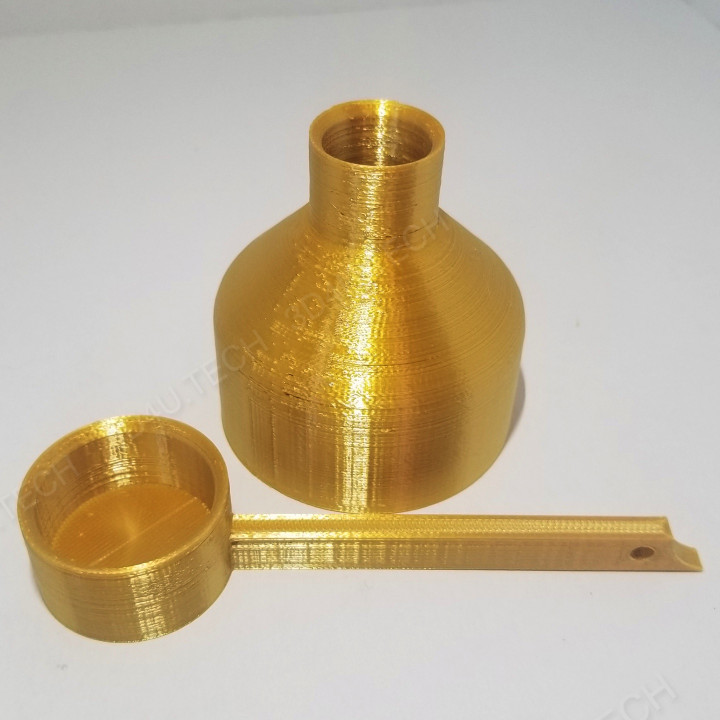 3D Printable Protein/Food Scoop & Funnel Combo (2 sizes) by the3dcoder