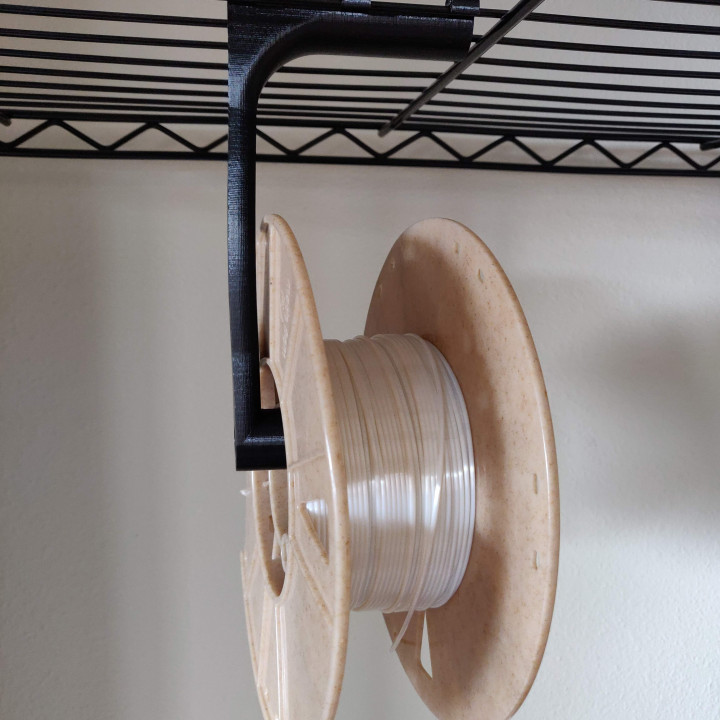 3D Printable Filament Spool Holder for Wire Shelf by Kerber