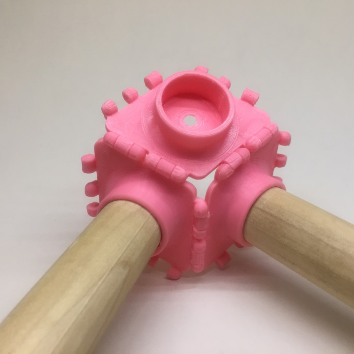3D Printable rhombus polypanel wood dowel joint by Ethan Bender