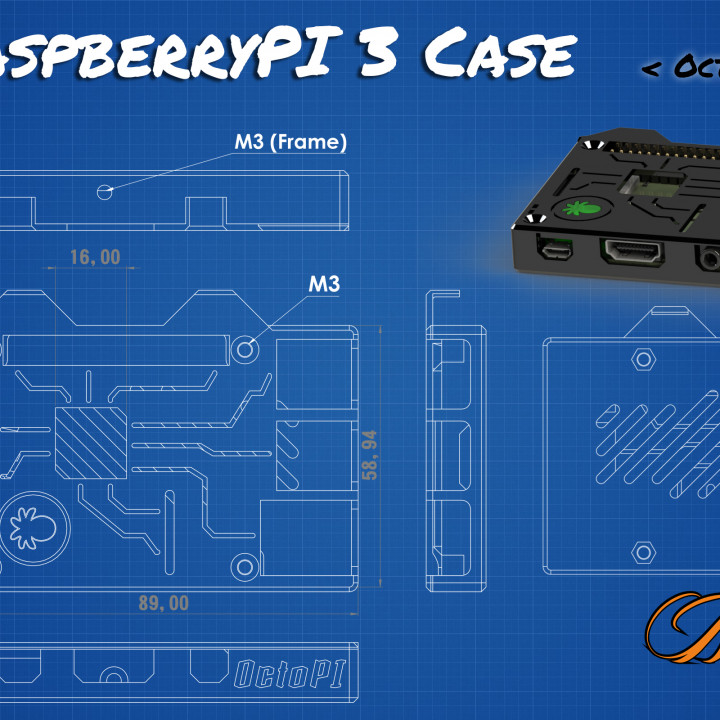3D Printable RaspberryPI 3 Case by Miguel Pires