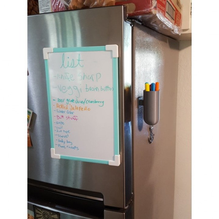 3D Printable Refrigerator Magnet Pen Cup by Wyatt Buxton