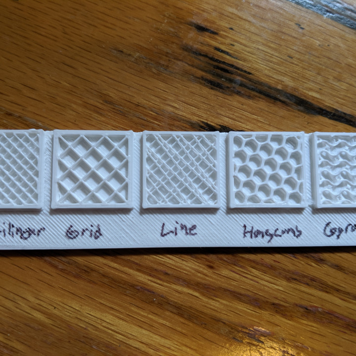3D Printable Infill Type Reference Display by Joseph Bozarth