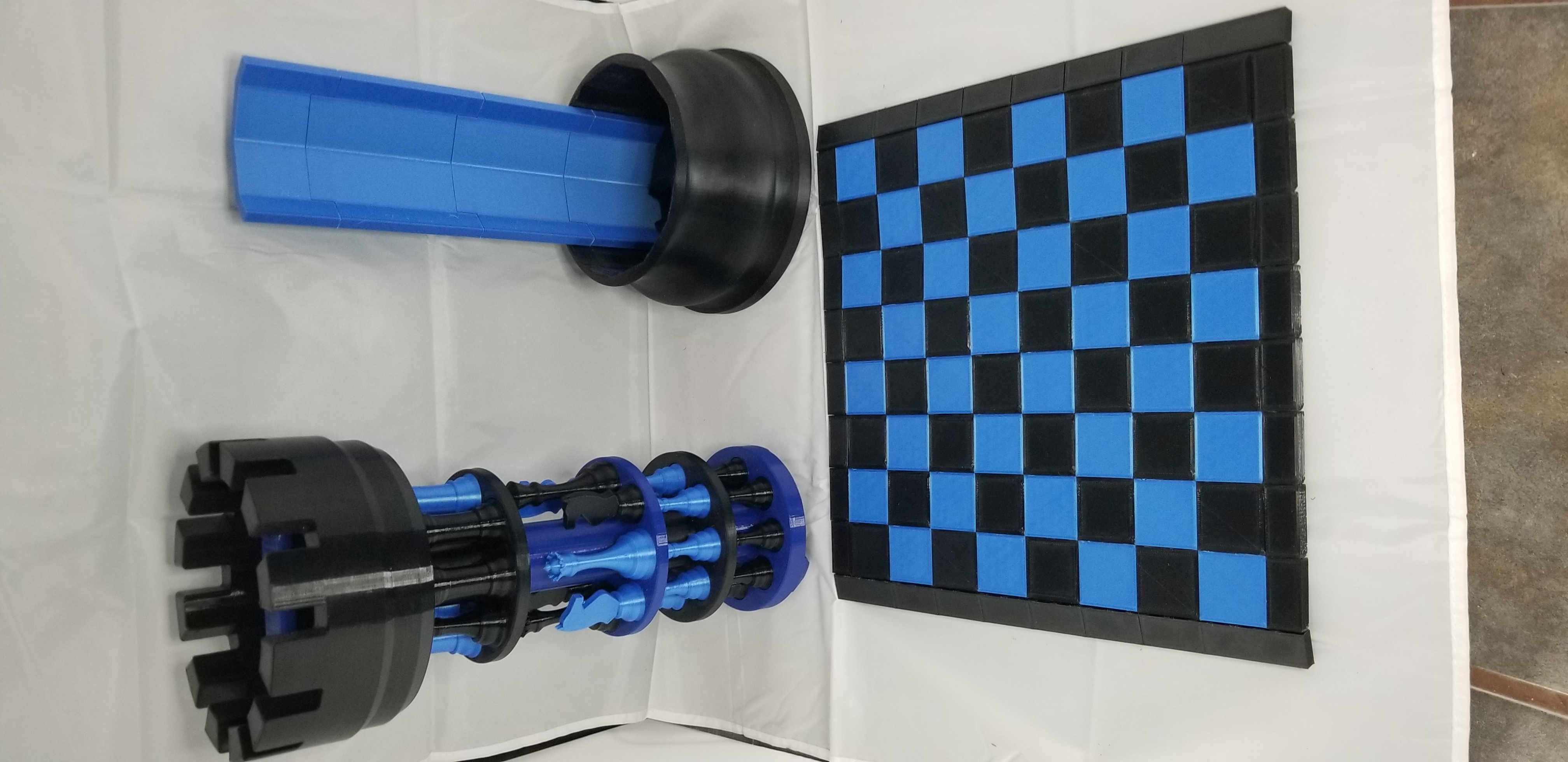 3D Printable 3D Printed Chess Set with Roll-up Board & Carrying Case by ...