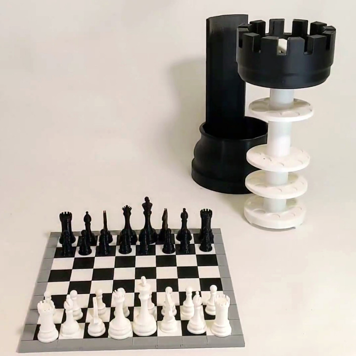 3D Printable 3D Printed Chess Set with Roll-up Board & Carrying Case by ...