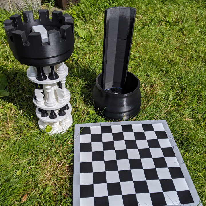 3D Printable 3D Printed Chess Set with Roll-up Board & Carrying Case by ...